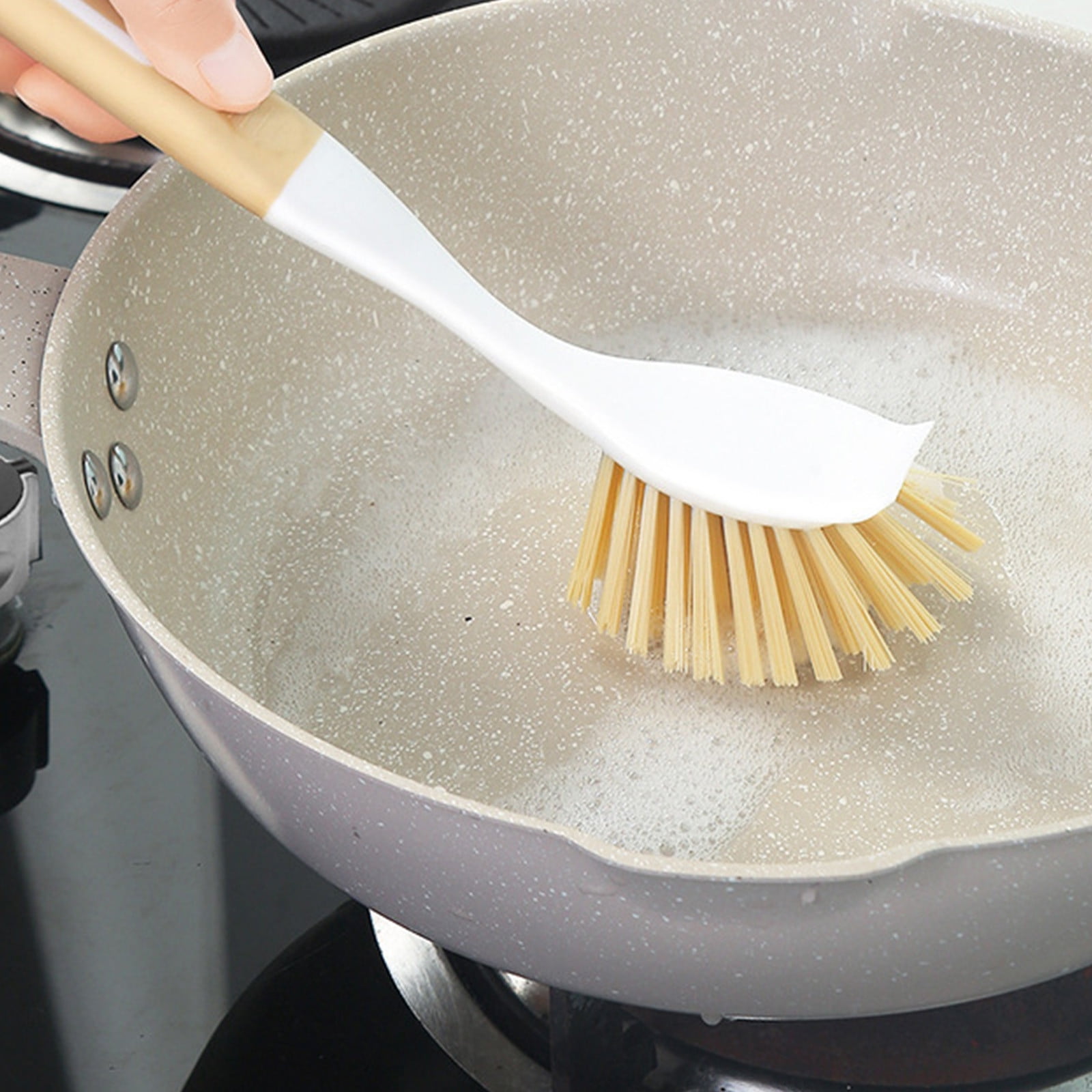 UAEBM Dish Washing Brush Sisal with Wooden Brush Handle for Pans Pots ...