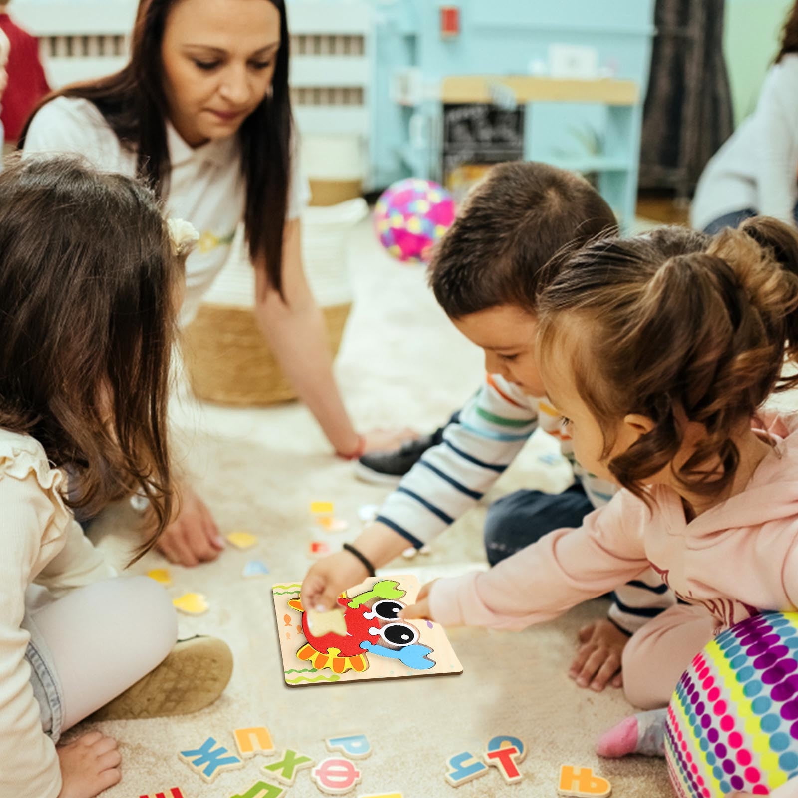 UAEBM Educational Wooden Puzzle Toys for Toddlers, Safe and Colorful 3D ...