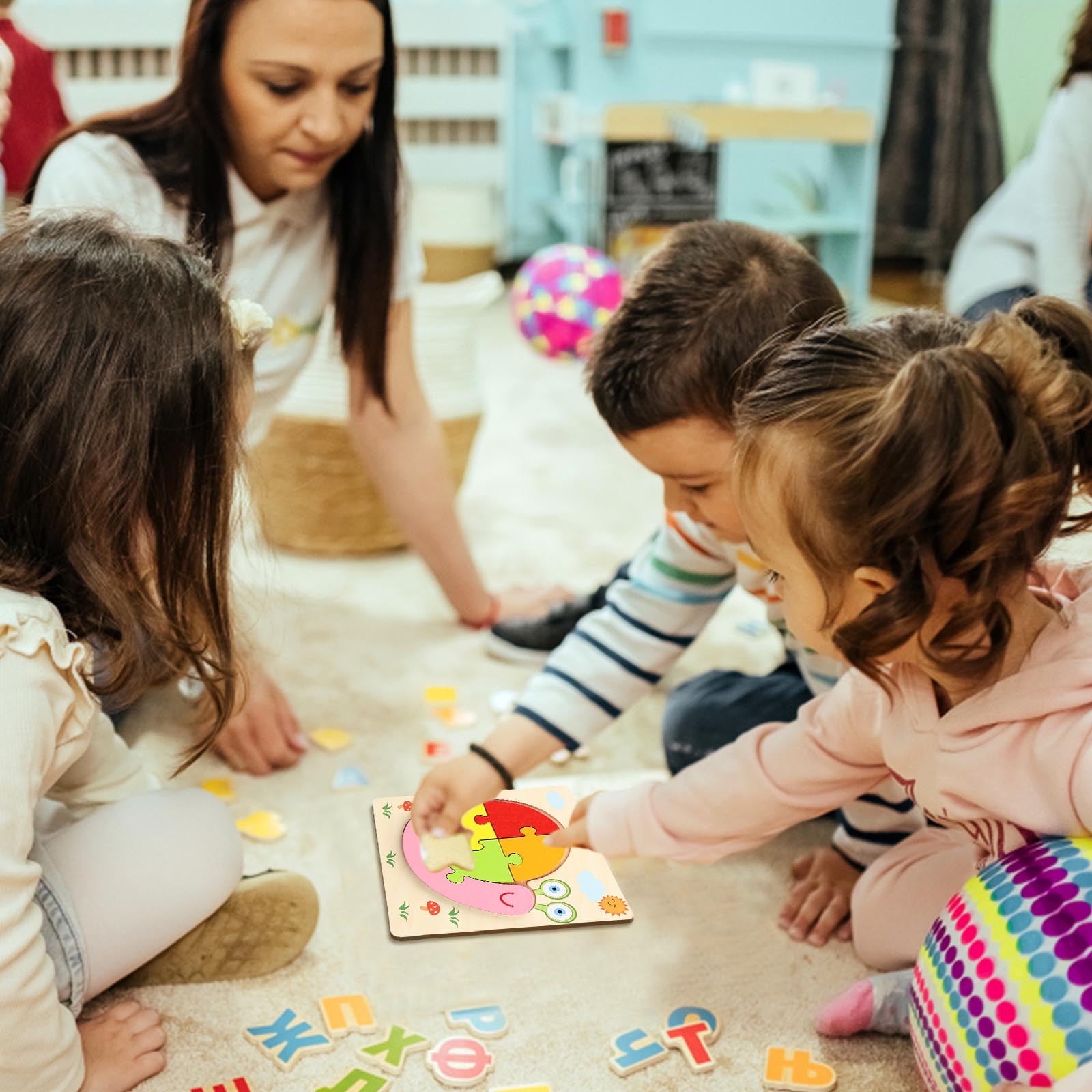 UAEBM Educational Wooden Puzzle Toys for Toddlers, Safe and Colorful 3D ...