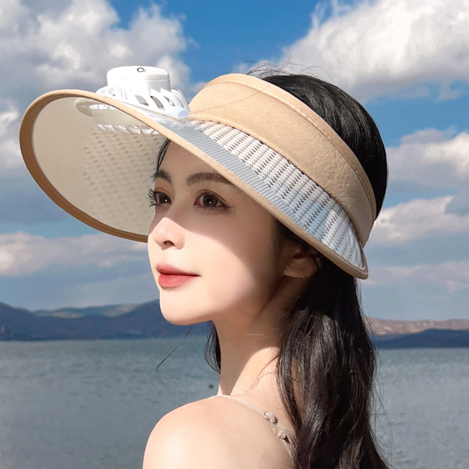 UAEBM Electric Fan Models Sunscreen Face Sun Hat Rechargeable ...