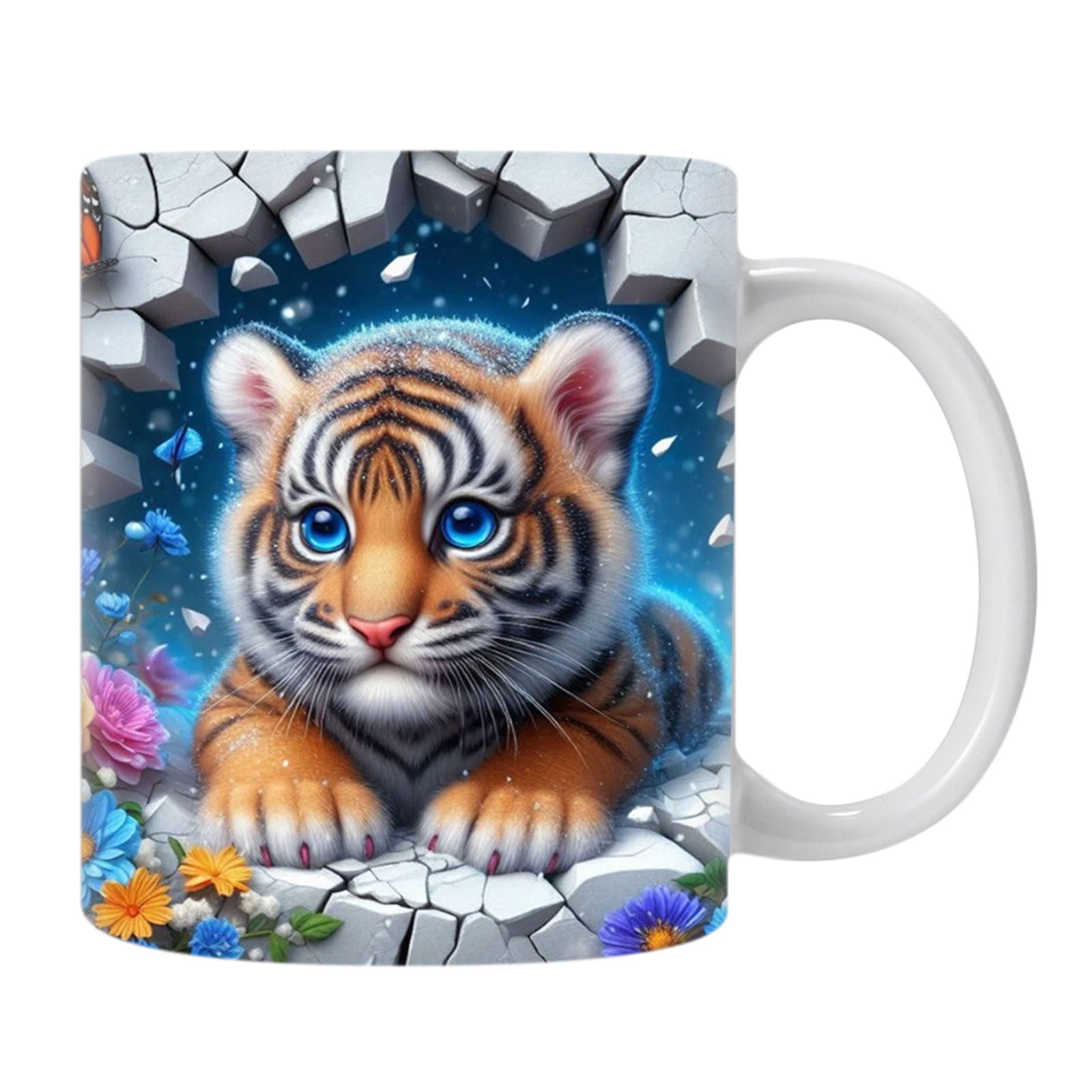 UAEBM Fashionable Ceramic Cup, Multifunctional Baby Tiger Mug, Stylish ...