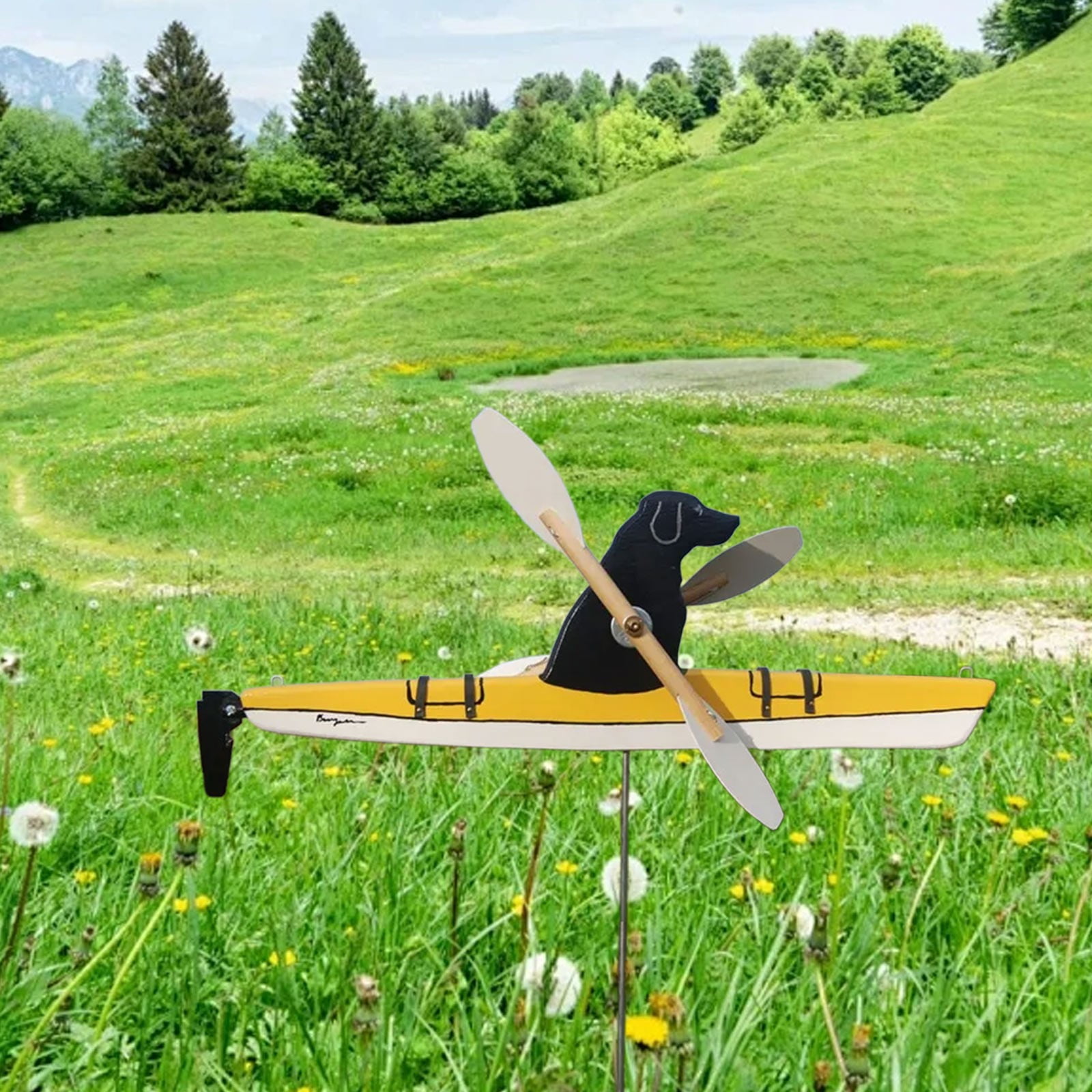 UAEBM Garden Wind Decor Labrador Kayak Whirligig, Unique Yard Art Wind ...