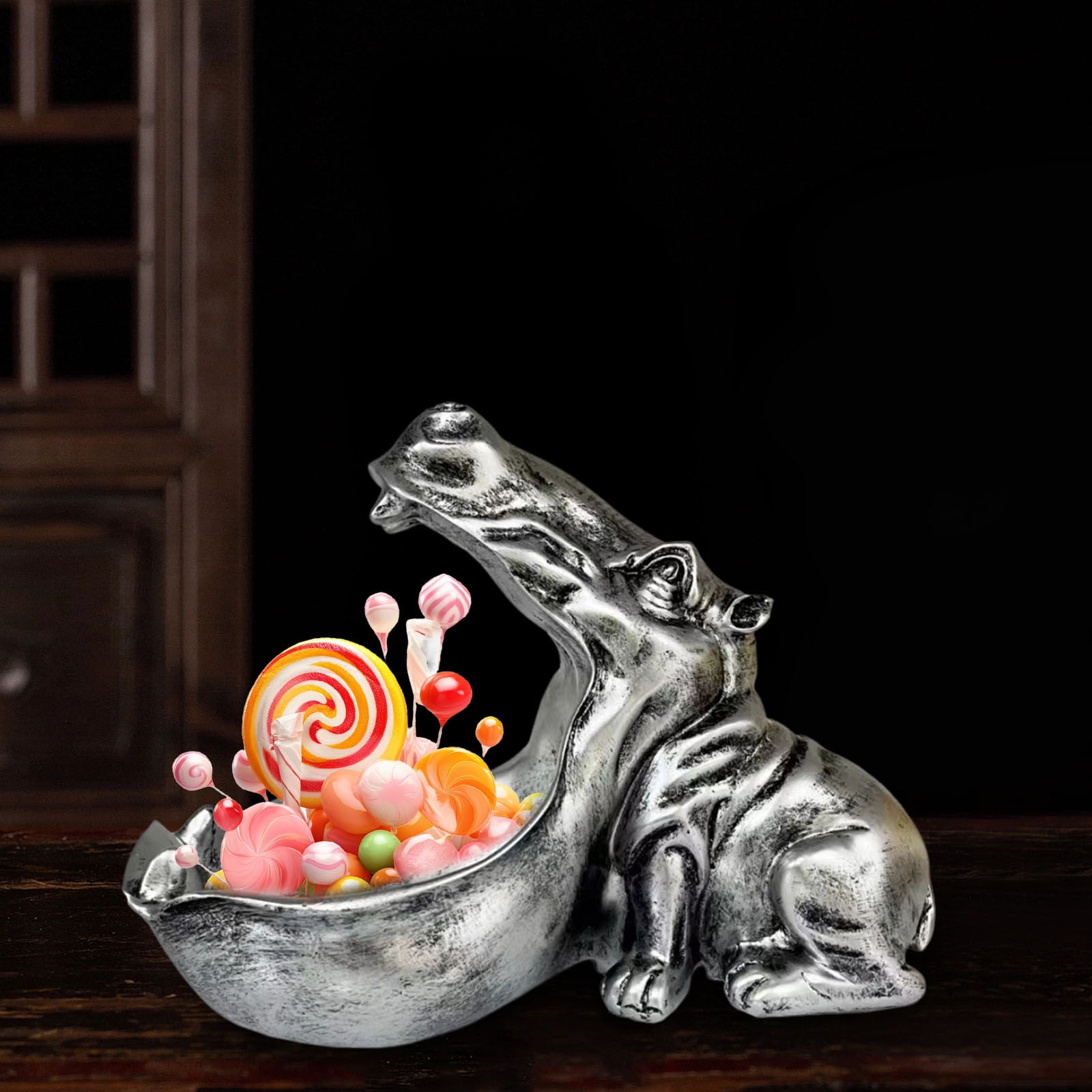 UAEBM Hippo Statue Candy Tray & Key Bowl - Resin Decoration for Living ...