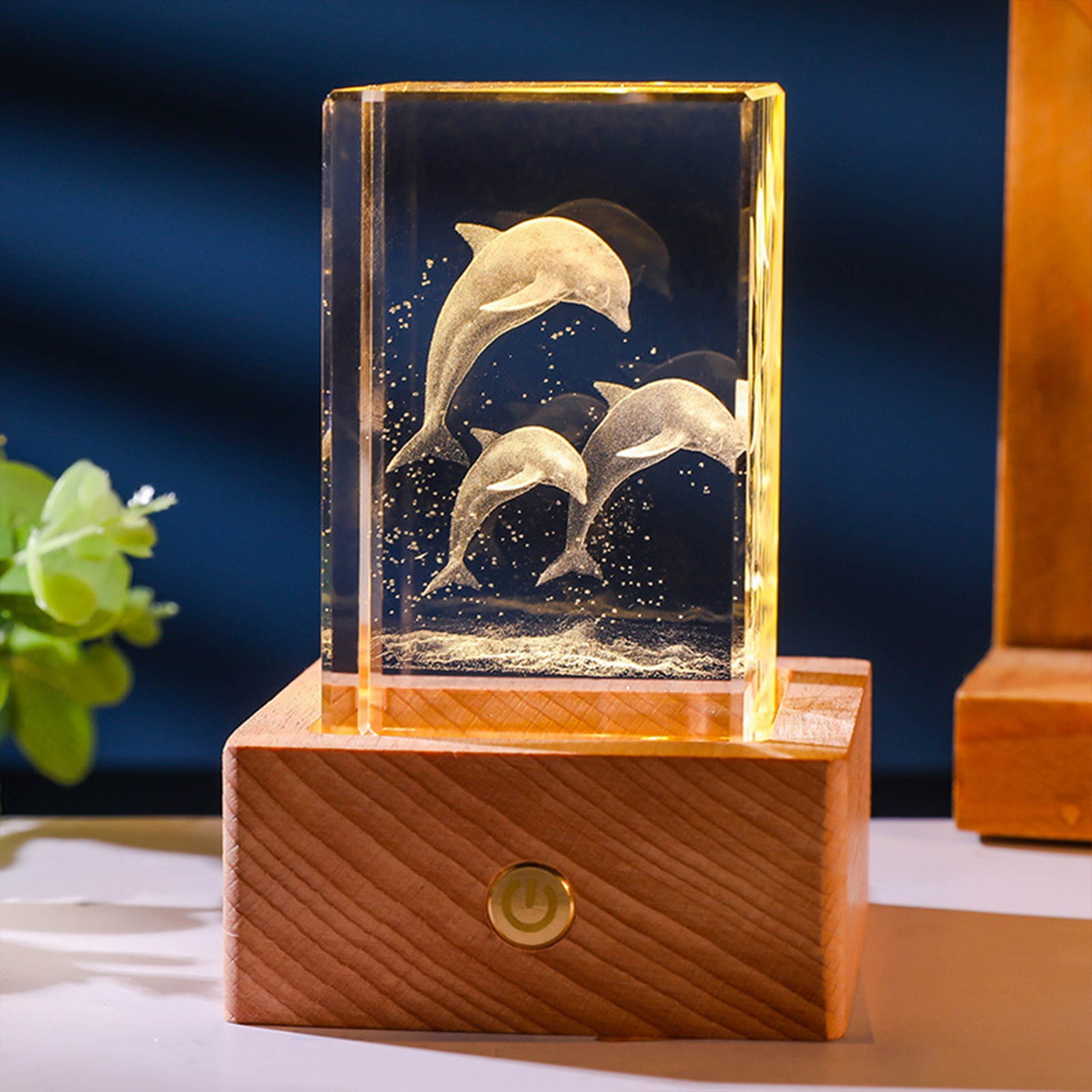 UAEBM Laser Engraving Decorative Lamp with Crystal, 3D Internal Carving ...