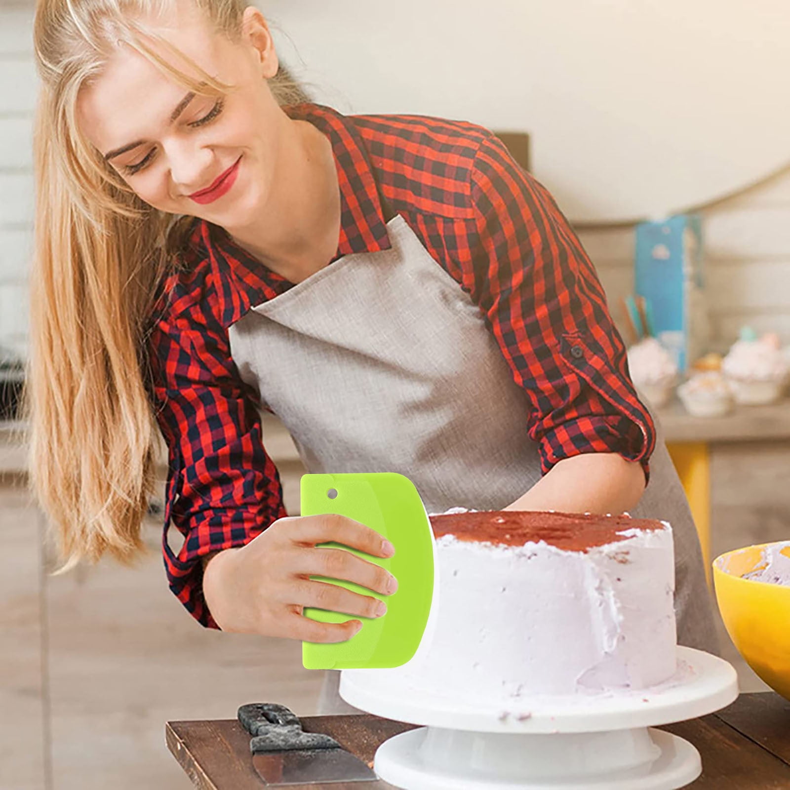 UAEBM Plastic Kitchen Scraper for Food Preparation, Safe Non-Scratch ...