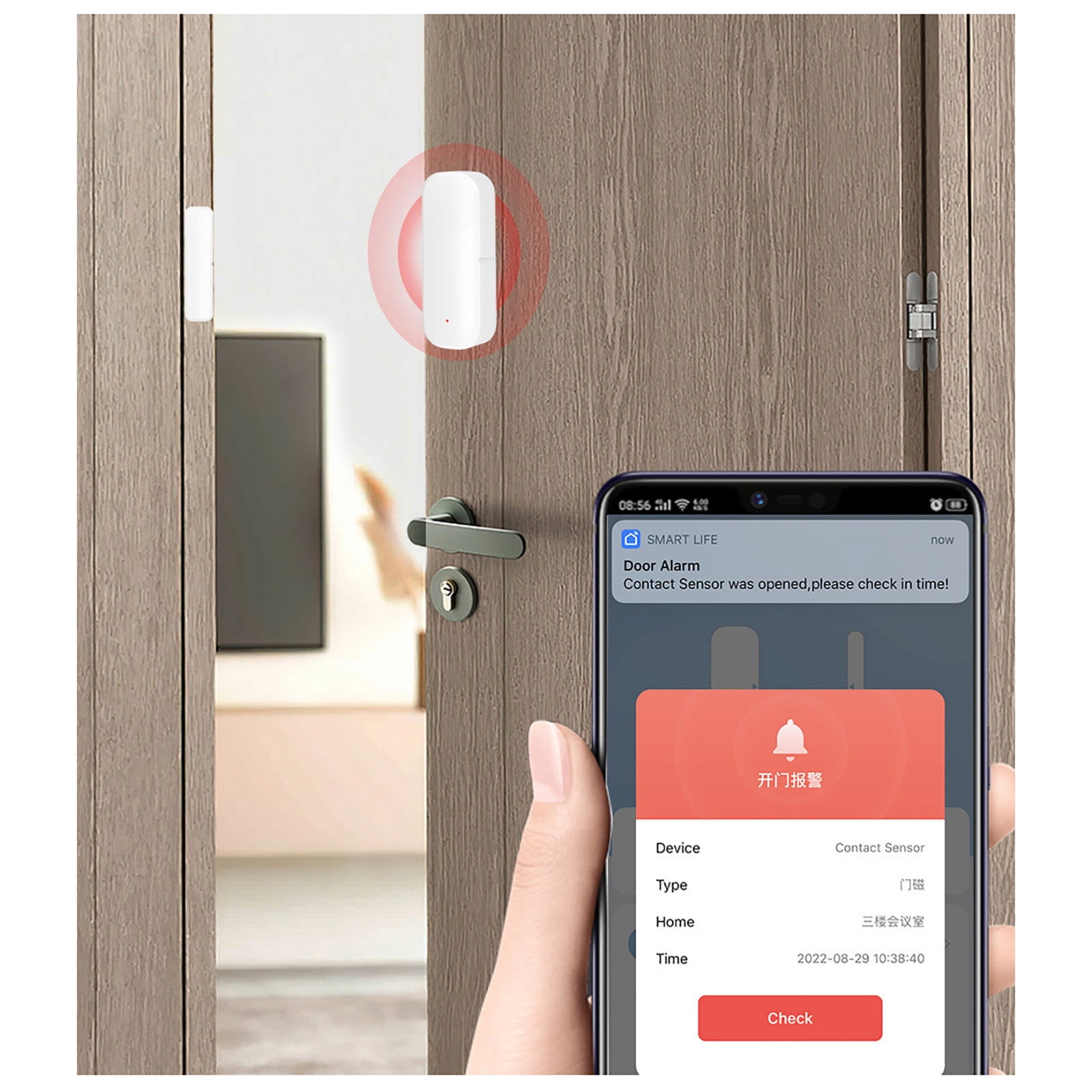 UAEBM Smart Home Security WiFi Door Sensor Alarm, Intelligent Door and ...