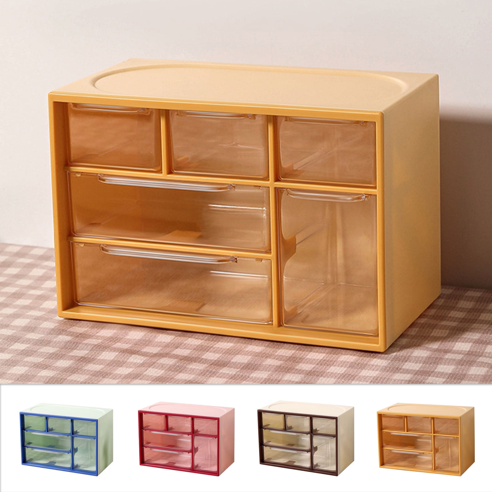 UAEBM Stackable Drawer-style Desktop Storage Box, Plastic Partitioned ...