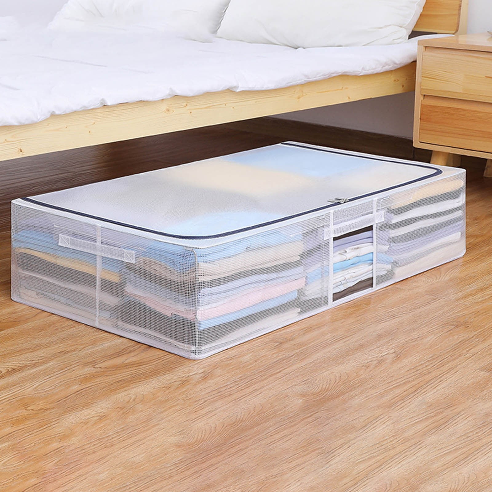 UAEBM Underbed Storage Bag with Steel Frame, See-Through Collapsible ...