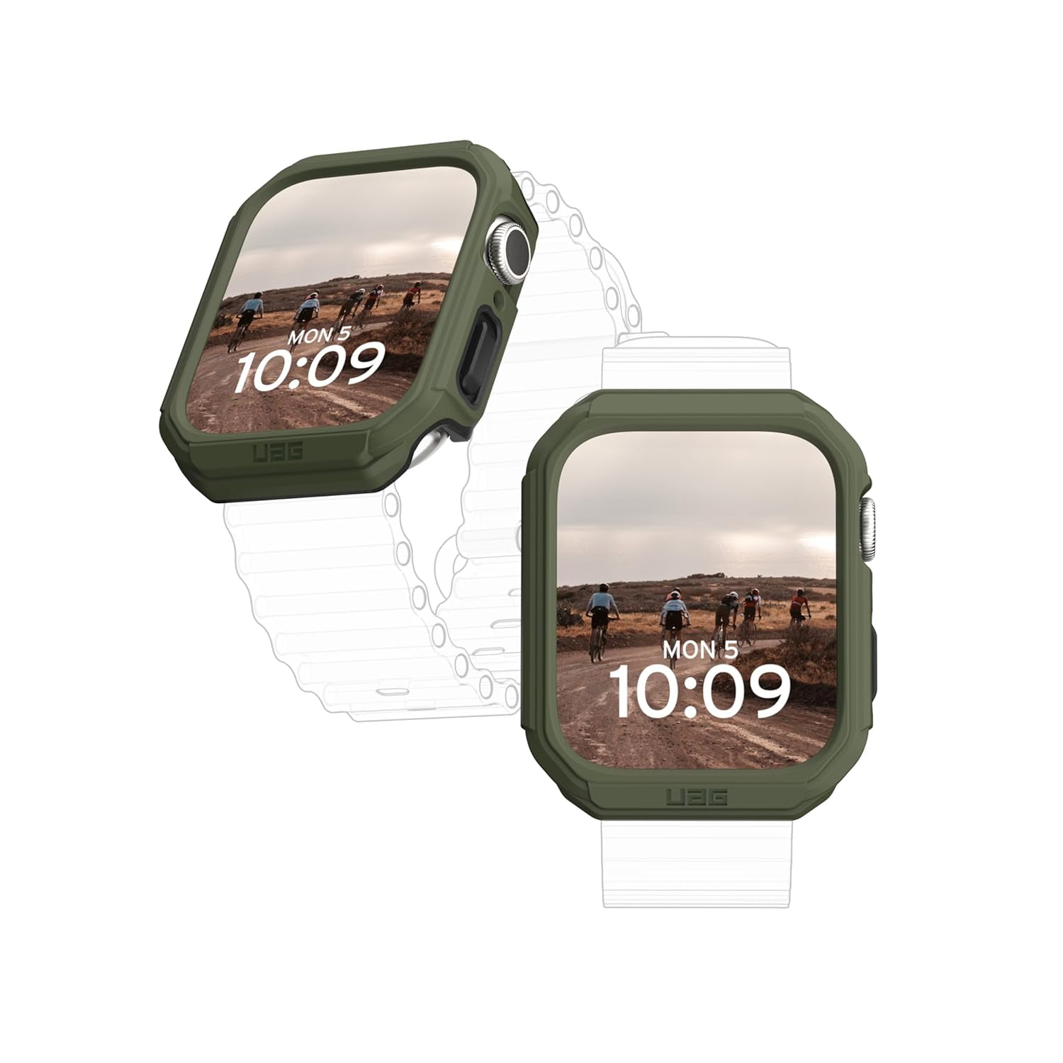 UAG Apple Watch Case 45mm iWatch Series 9/8/7 Civilian Olive/Black, Rugged Military Grade Drop ...
