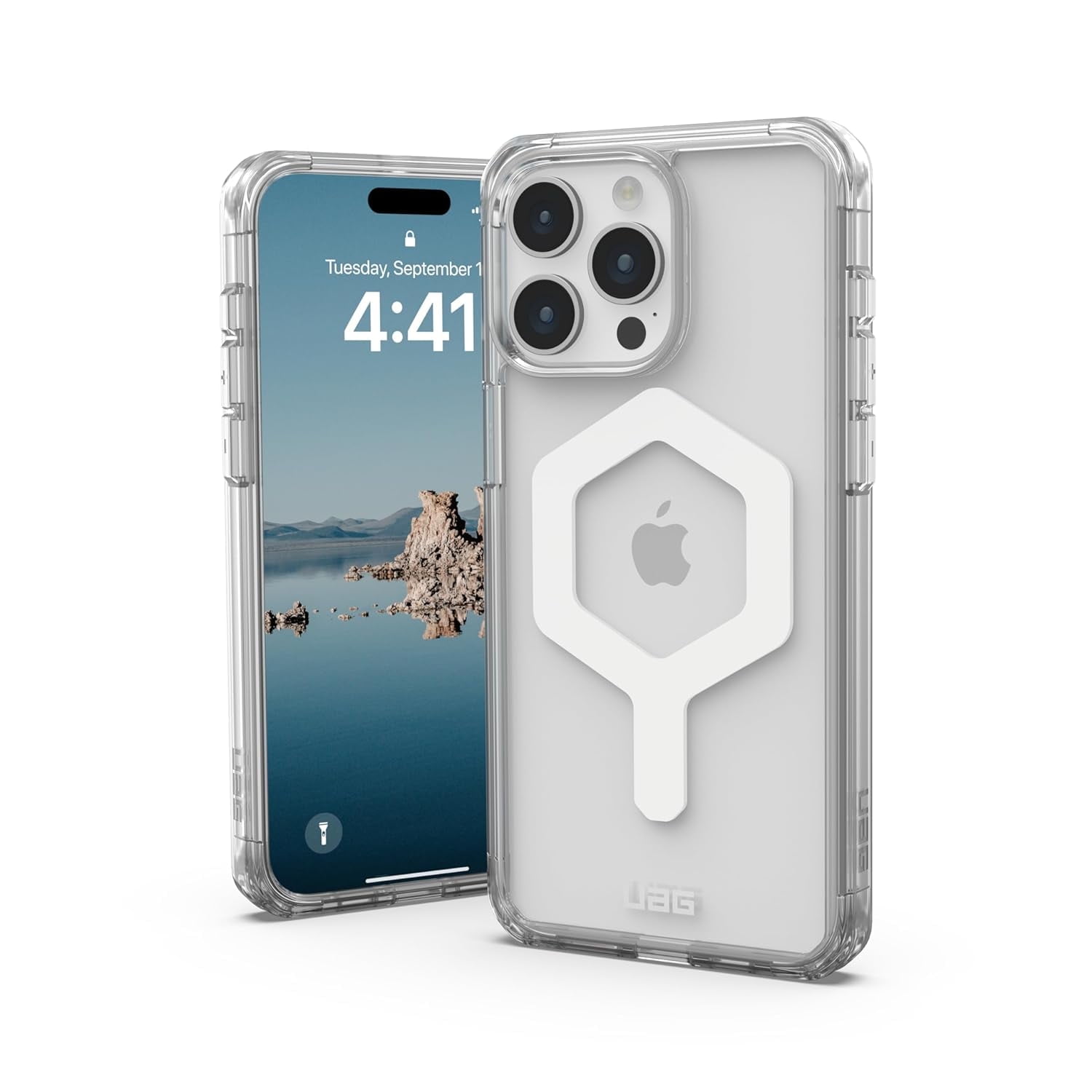UAG iPhone 15 Pro Max Case 6.7" Plyo Ice/White, Built-in Magnet ...