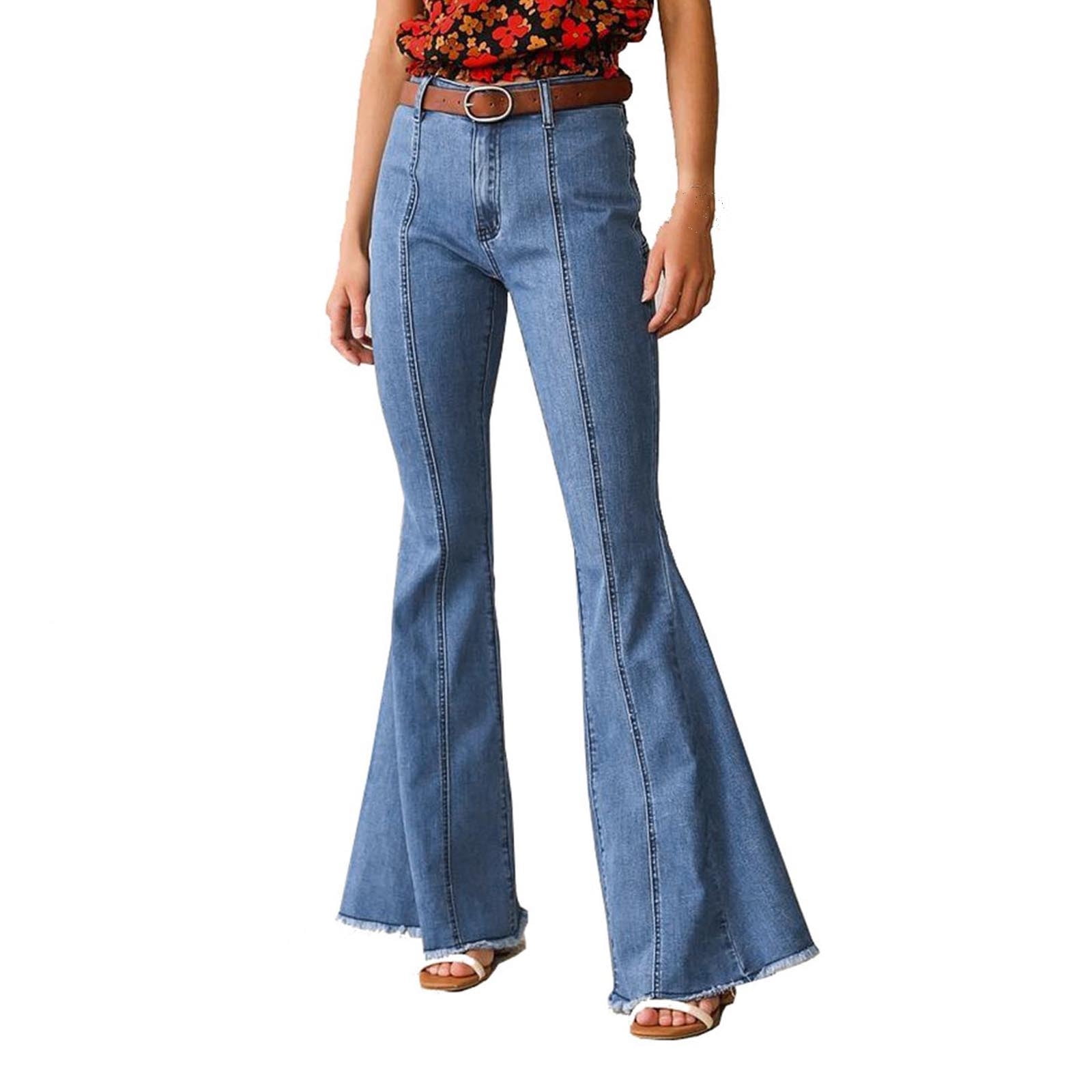 UAMVSH Bell Bottom Jeans for Women Trendy Stars Graphic Ladies Bootcut ...