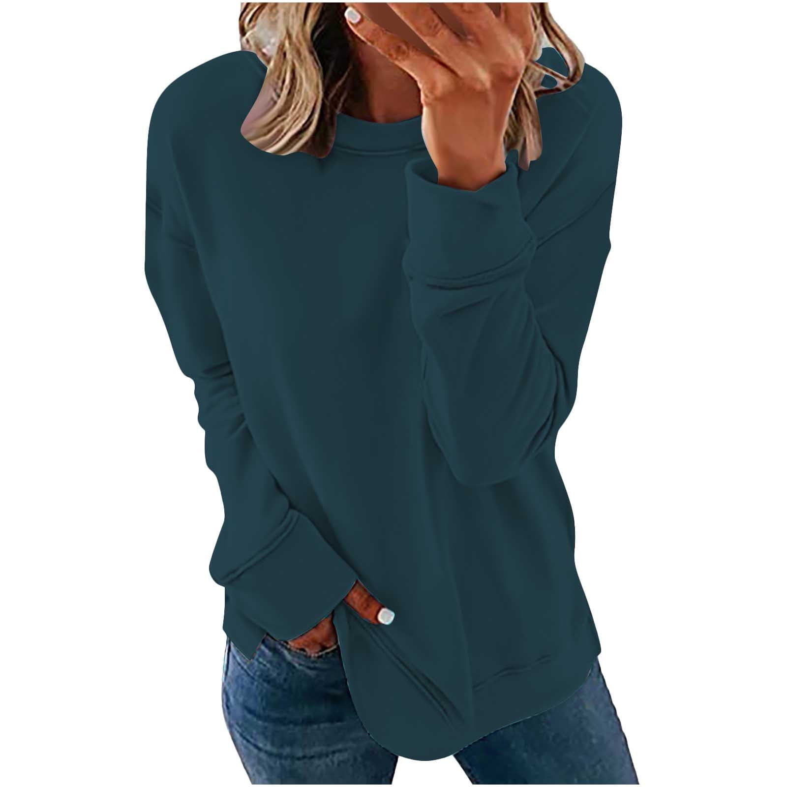 UAMVSH Long Sleeve Sweatshirts for Women Casual Crew Neck Basic ...