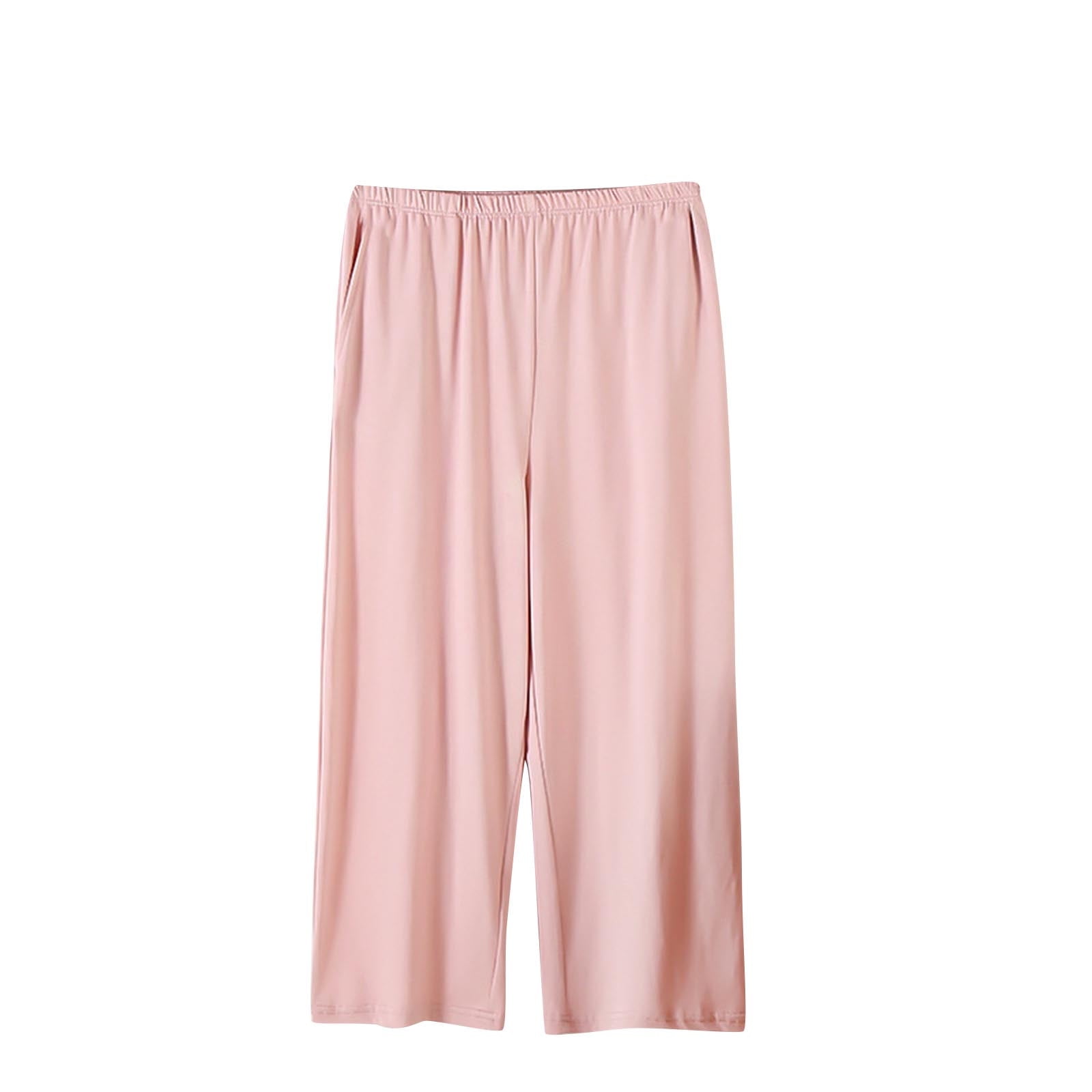 UAMVSH Pajama Capri Pants for Women Baggy Wide Leg Summer Cotton Lounge ...