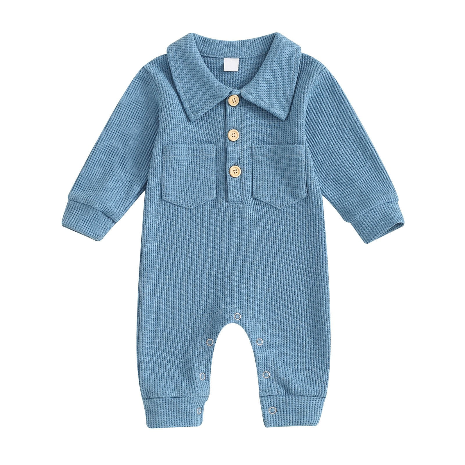 UAMVSH Unisex Baby Knitted Cotton Rompers Boys Girls Lapel Neck Button ...