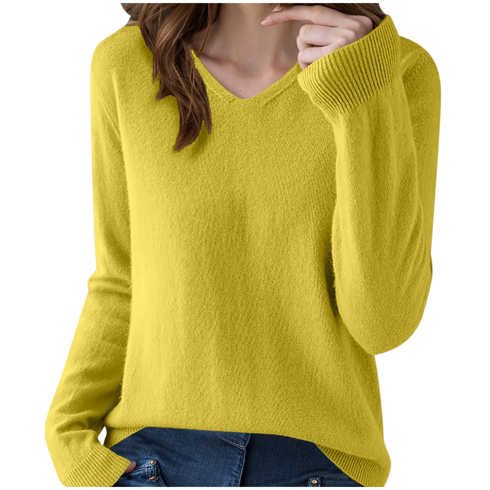 UAMVSH Women's Long Sleeve Classic Fall Soft Loose Fit Pullover Tops ...
