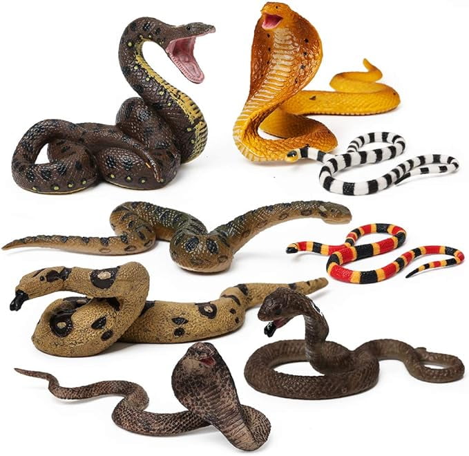 UANDME 8pcs Fake Snakes Toy Figurines Realistic Fake Snake Prank Rubber ...