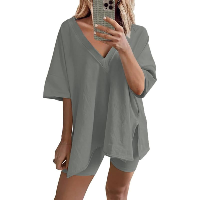 UANEO 2 Piece Outfits for Women Oversized Biker Shorts Sets Hot Shot ...