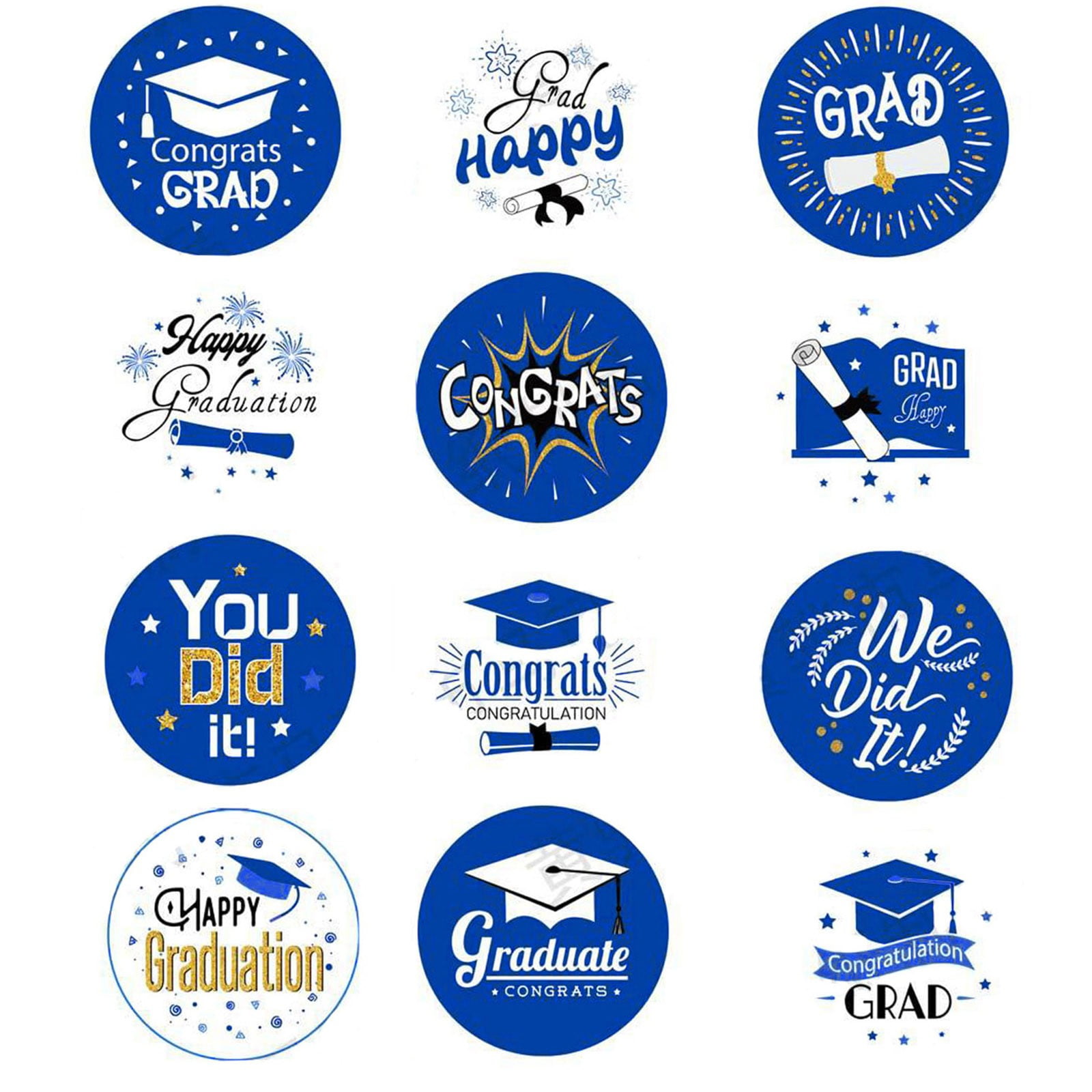 Uanit 10PC Blue Style Graduation Stickers Thank You Birthday Party ...