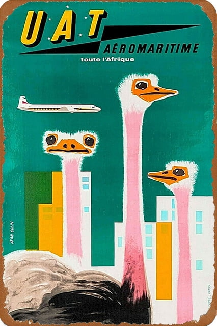 UAT to Africa African Ostrich Vintage Travel Advertisement Art Print ...