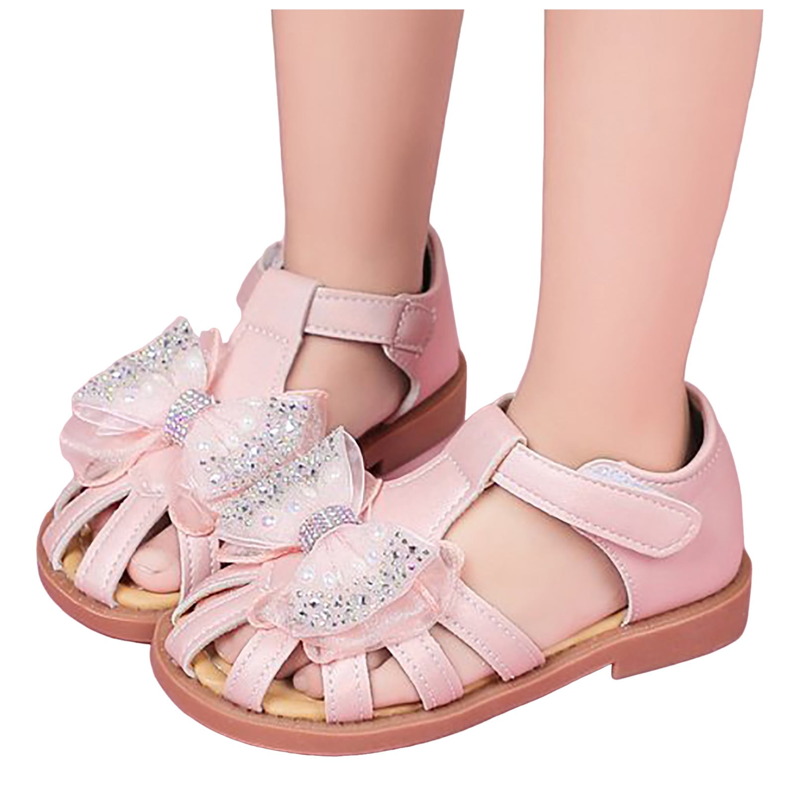 UAYOTSE Baby Toddler Girls PU Leather Soft Closed Toe Summer Sandals, Standing Out with Princess ...