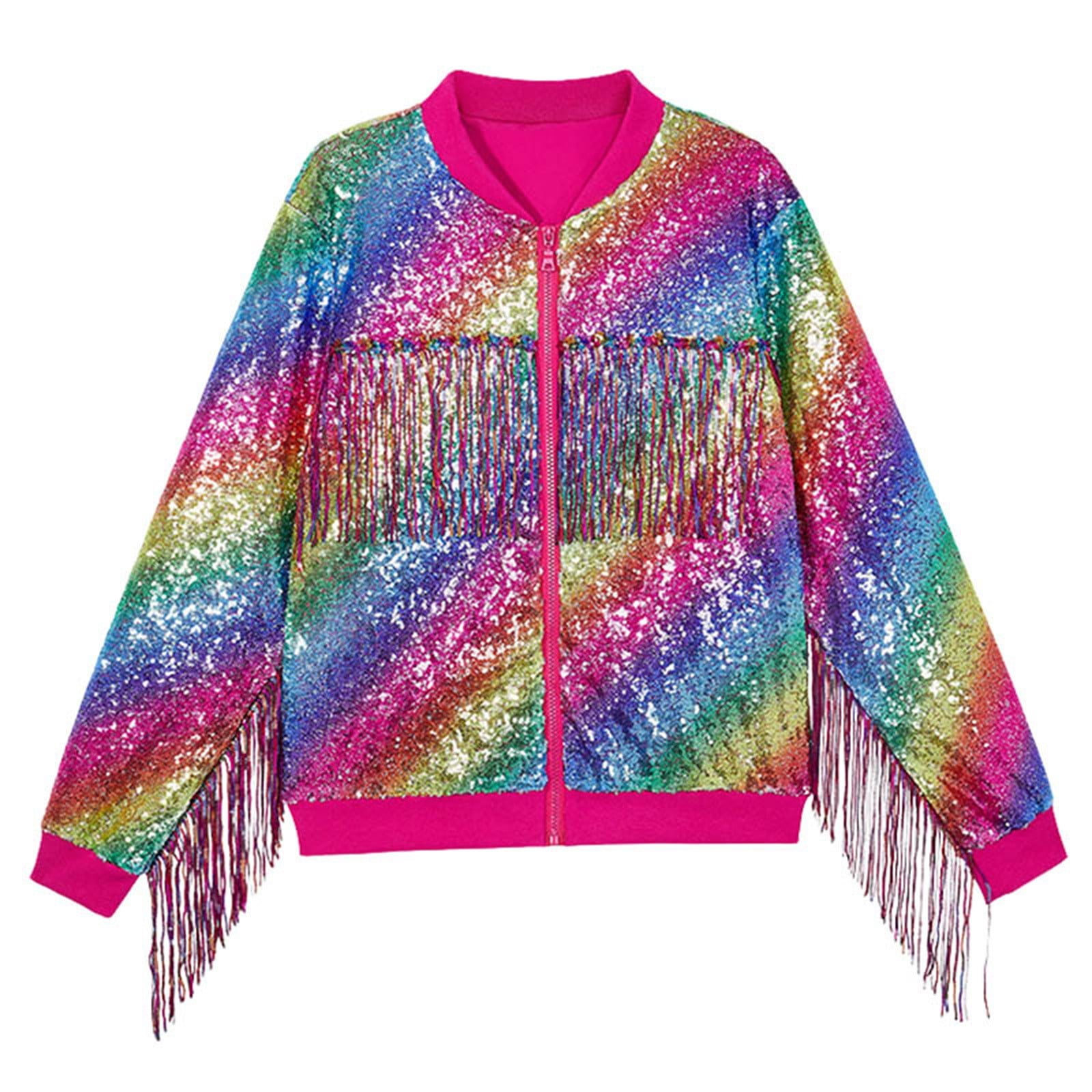 UAYOTSE Girls Flip Sequin Jackets Striped Kids Unique Stylish Jacket ...