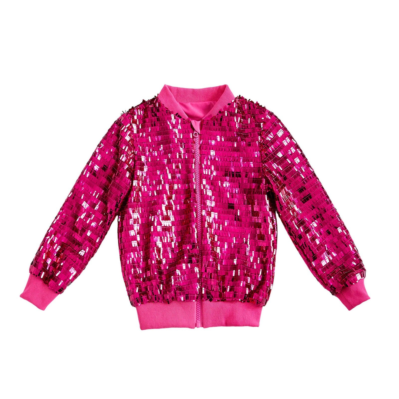 UAYOTSE Girls Sequin Jacket Kids Bomber Zip Outwear Sparkle Fall Top ...