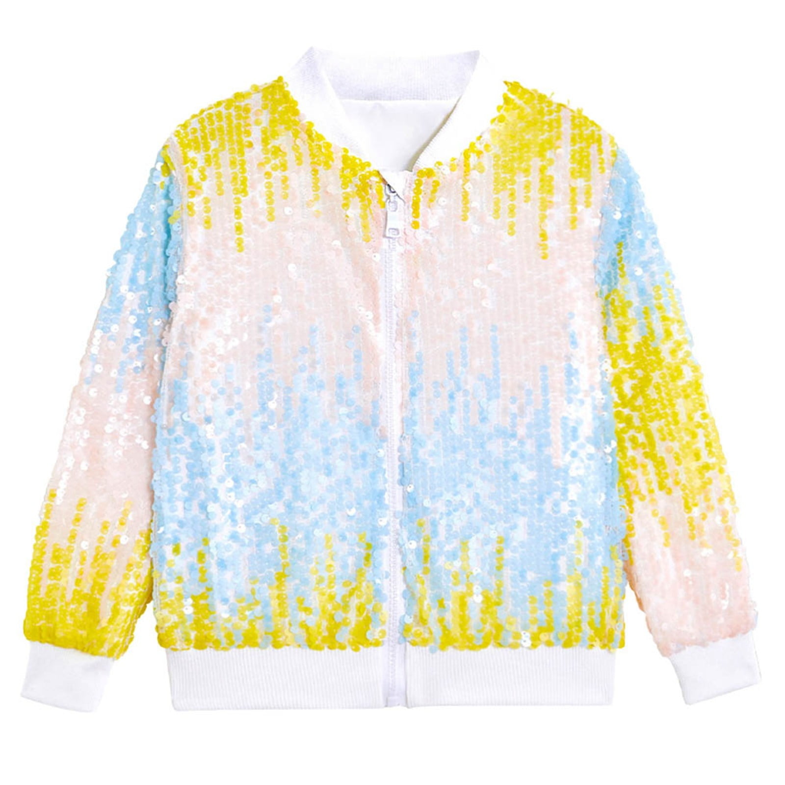 UAYOTSE Girls Sequin Jacket Shiny Long Sleeve Zip Up Coat with Pockets ...