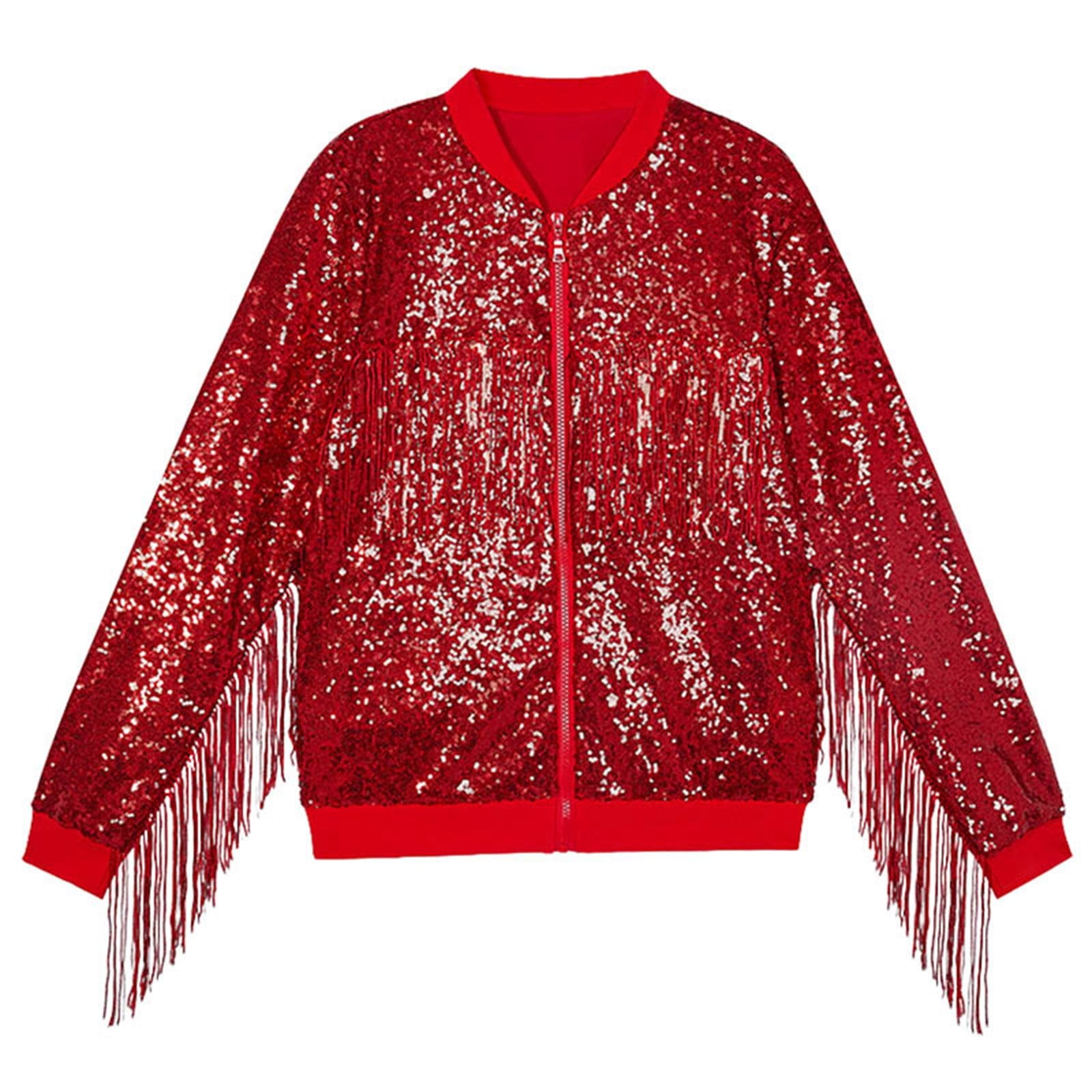 UAYOTSE Girls Sequin Jackets Bomber Jacket Zip Up Coat Sparkle Outwear ...