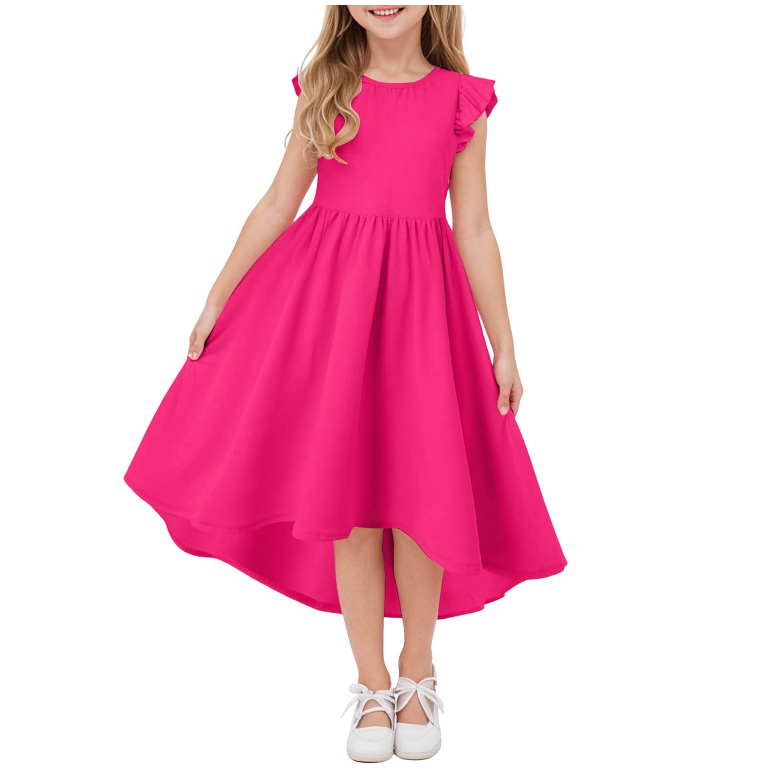 UAYOTSE Girls Summer Dress Tween Flutter Sleeve High Low Formal Dresses ...