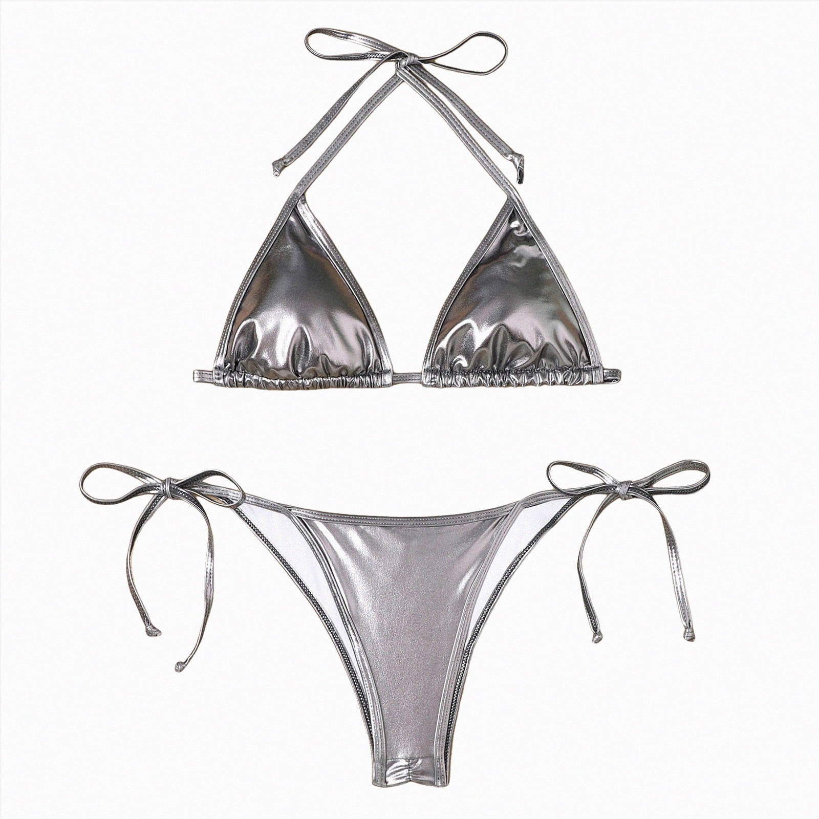 UAYOTSE High Waist Bikini Set for Women Summer Two Piece Swimwear Solid ...