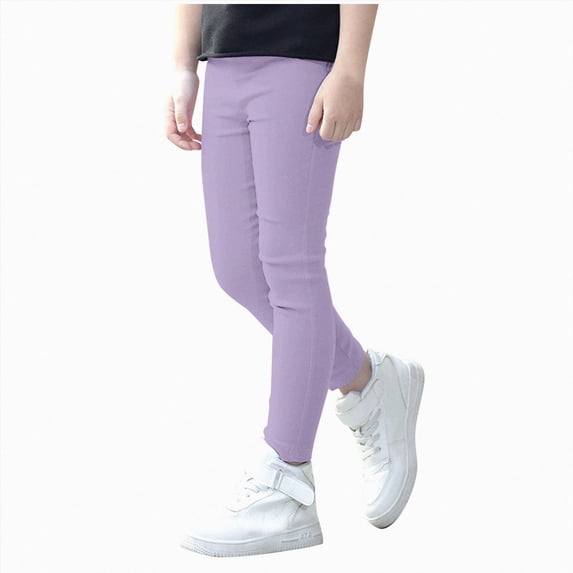 UAYOTSE Little Girl Patternless Leggings Fall Winter 4T 5T 6T 7T Simple ...