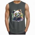 UAYOTSE Men's Cartoon Panda Printed Leisure Sports Wide Shoulder Vest ...