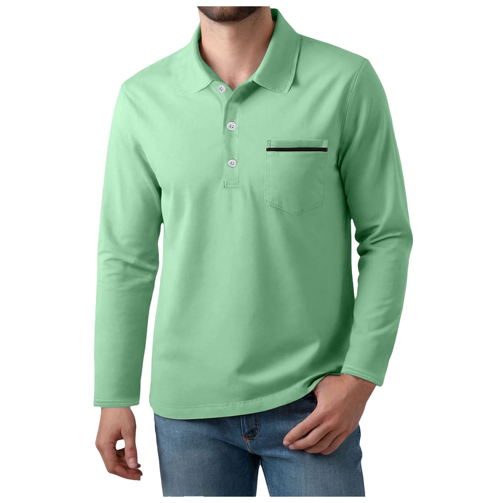 UAYOTSE Men's Long Sleeve Golf Polo Shirt Casual Work Outdoor ...