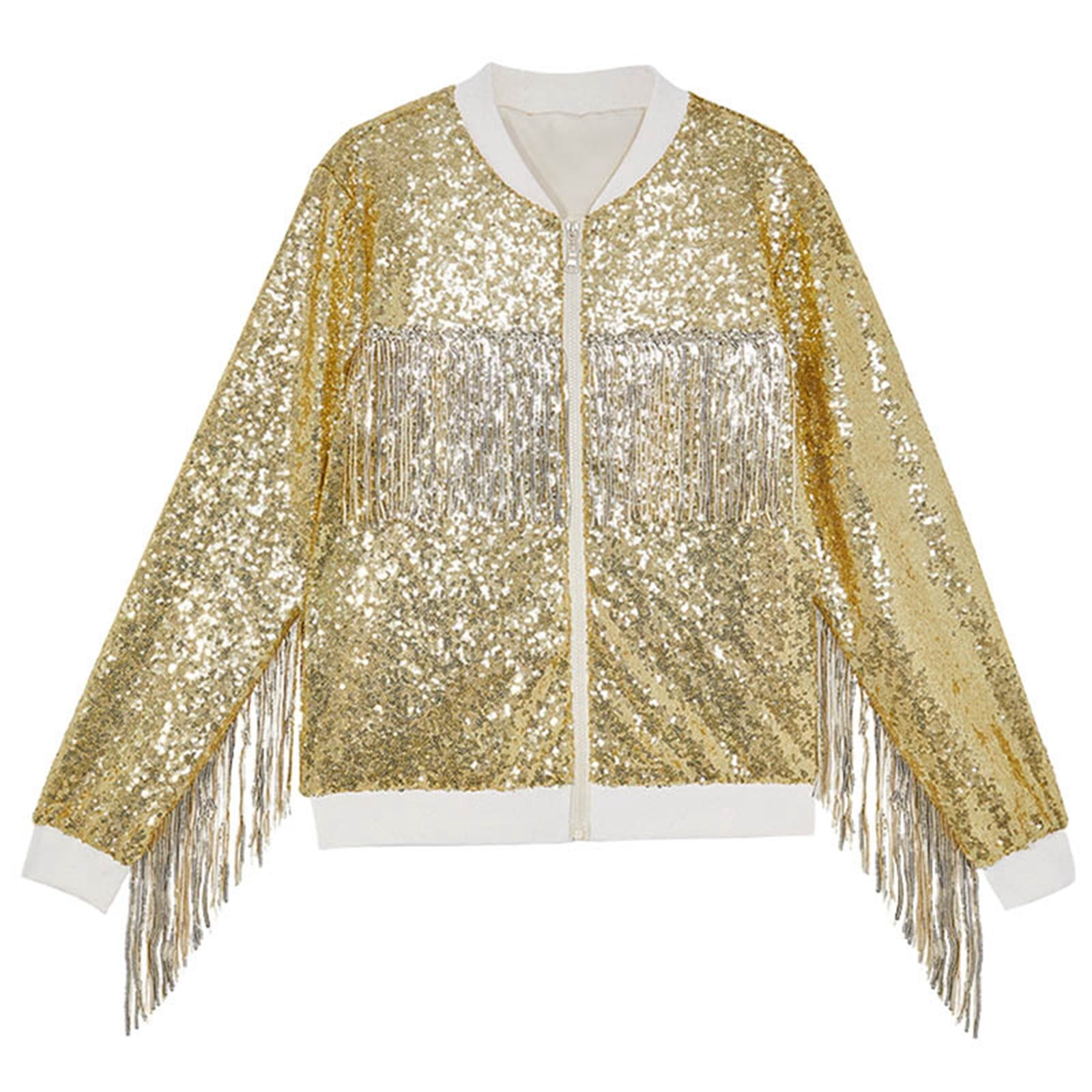 UAYOTSE Sequin Jackets for Girls Glitter Sparkle Bomber Varsity ...