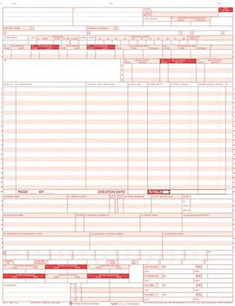 UB-04 Hospital Claim Form Laser-Cut Sheet (1,000/case) - Walmart.com