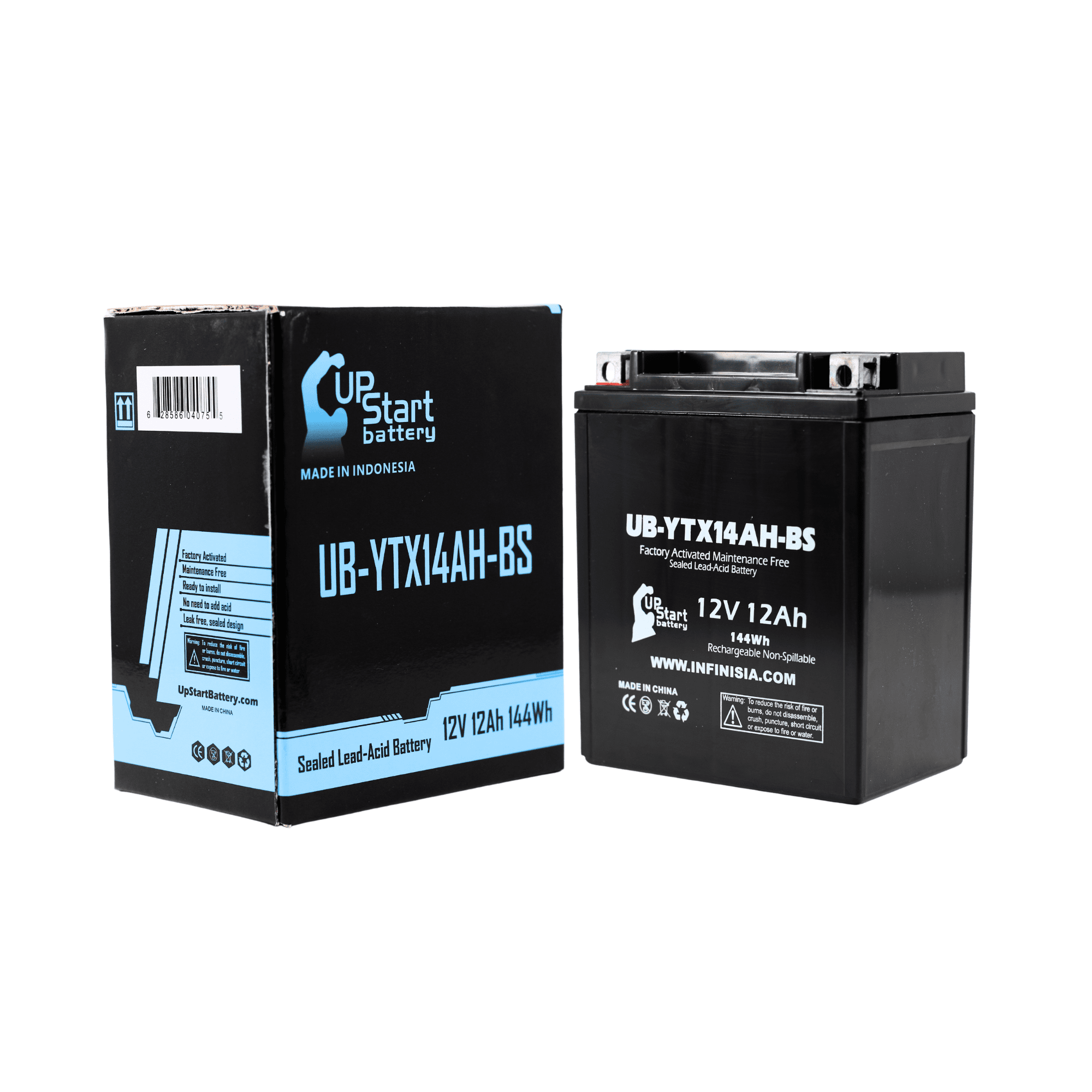 UB-YTX14AH-BS Battery Replacement for 2008 Kawasaki KAF400, Mule 600 ...