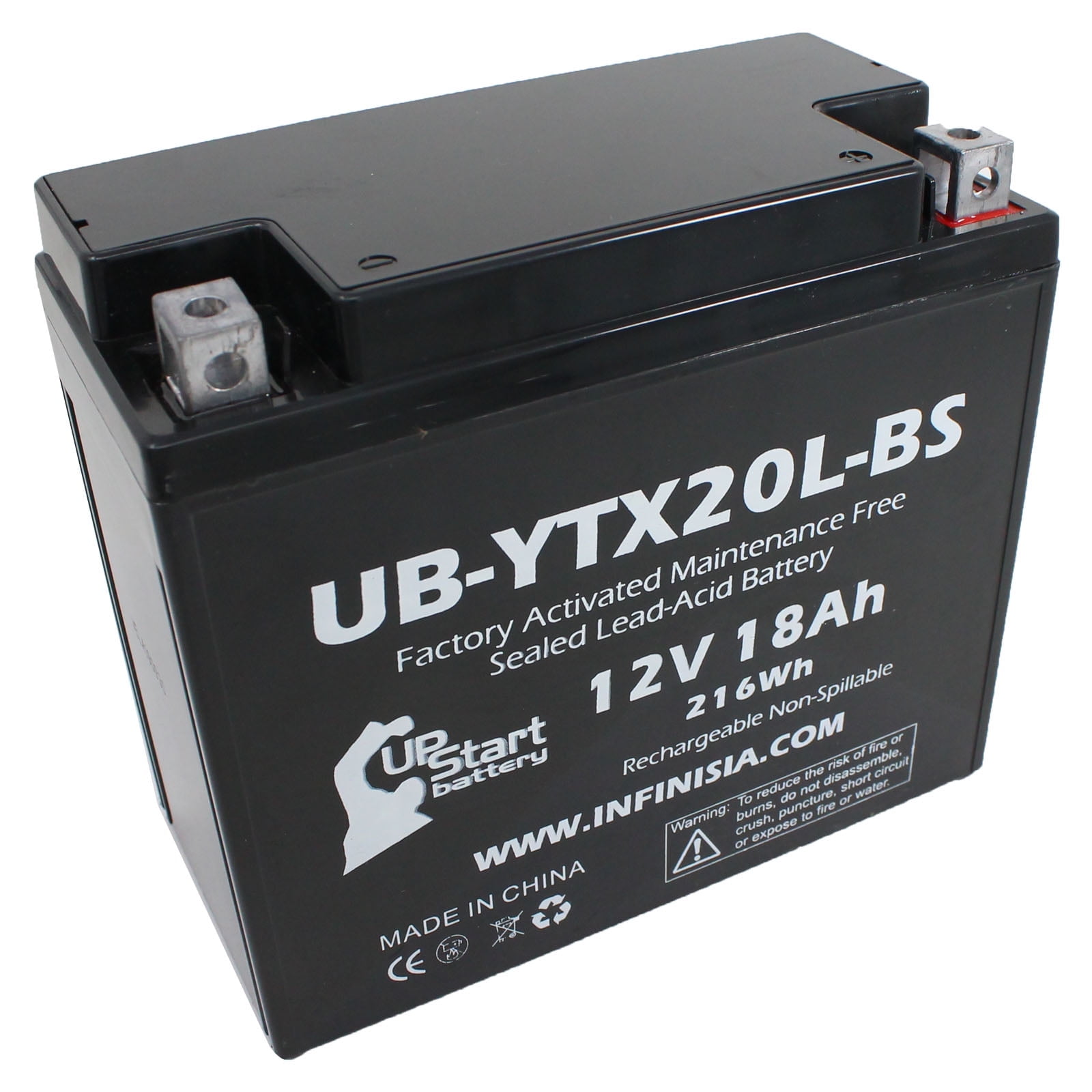 UB-YTX20L-BS Battery Replacement for 1995 Harley-Davidson FLST Series ...