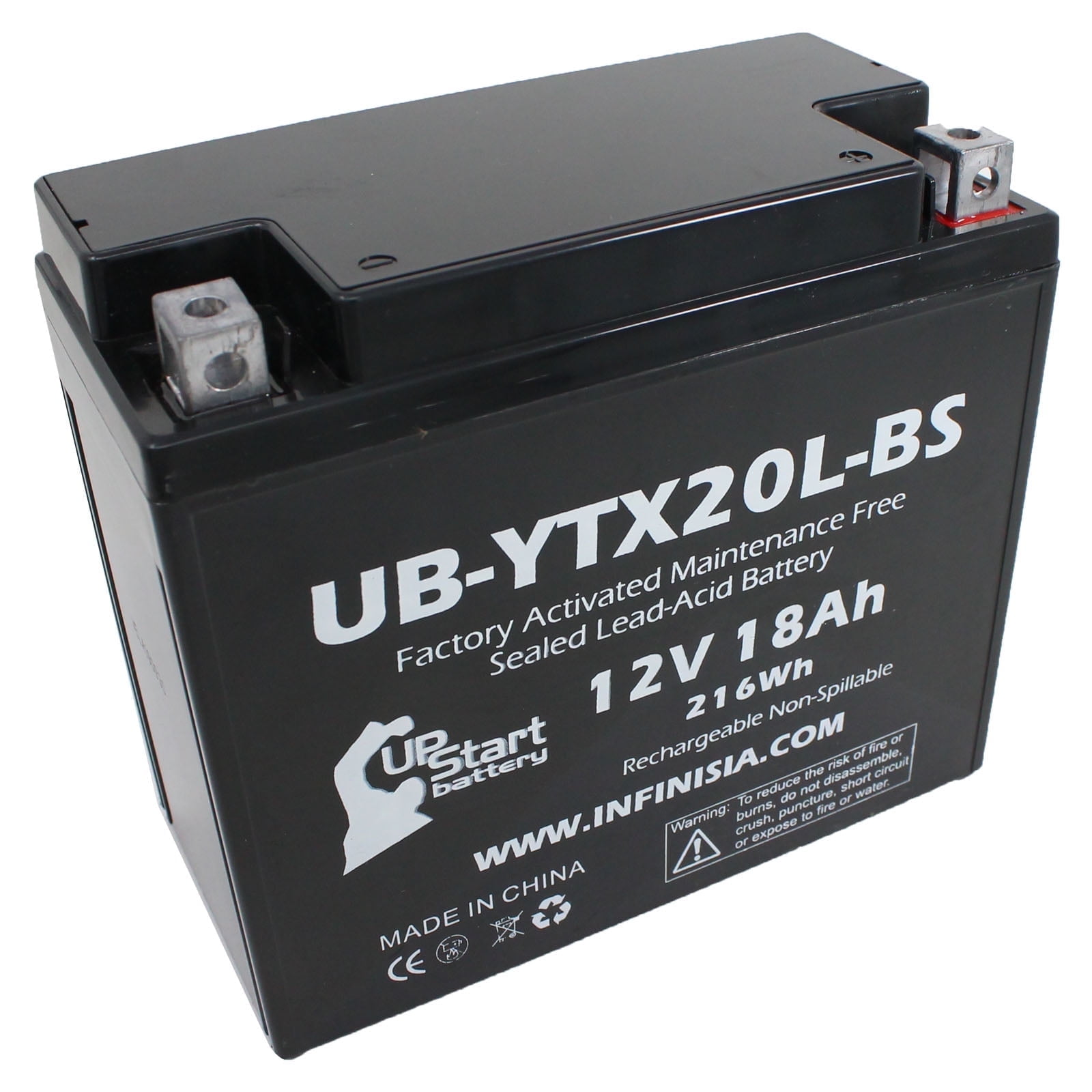 UB-YTX20L-BS Battery Replacement for 2017 BRP (Sea-Doo) GTI, GTR, GTS ...