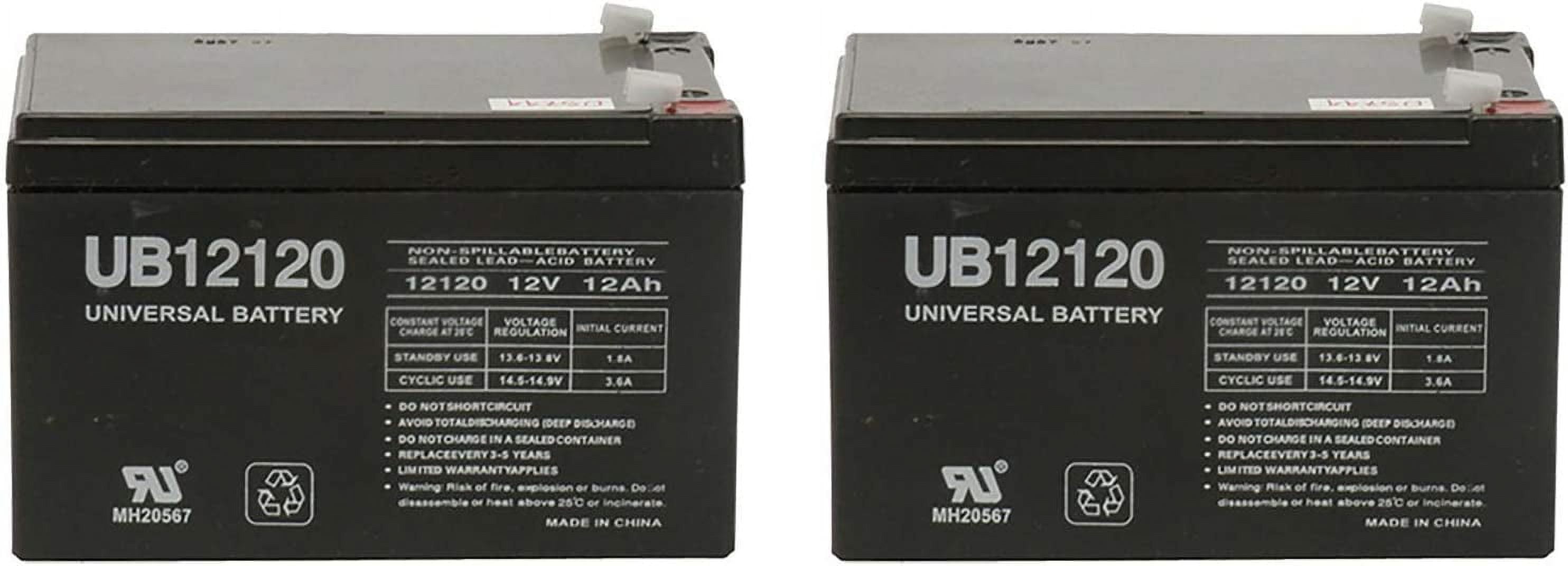 UB12120 12V 12AH SLA Battery 12 Volt - F2 Terminal/ 2 Pack - Walmart.com