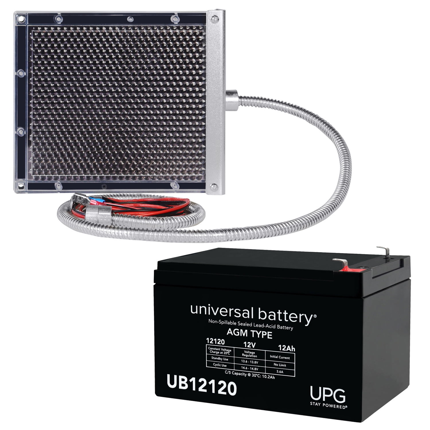 UB12120 12V 12AH SLA Battery .187 TT + 12V Solar Panel Charger ...