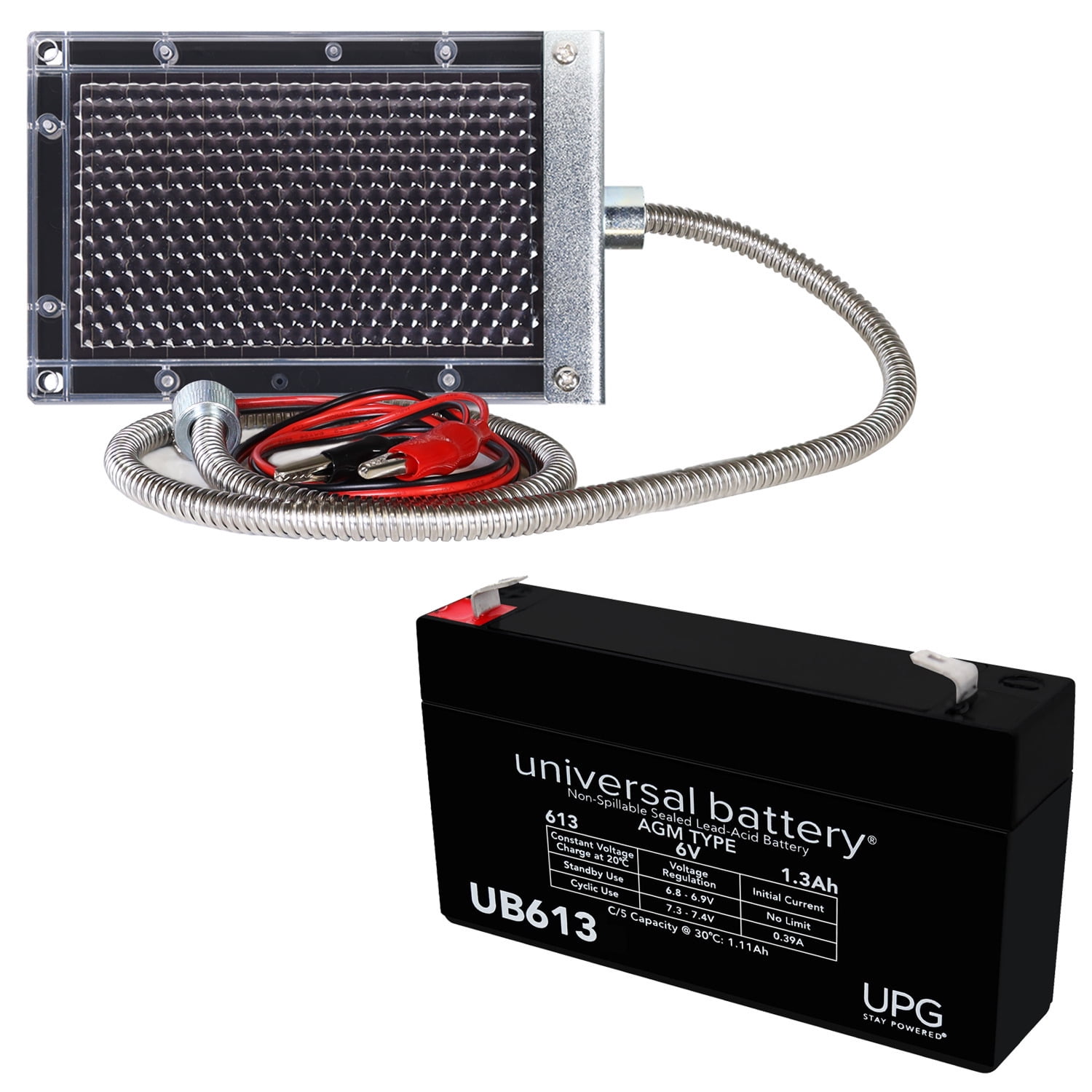 UB613 6V 1.3Ah Replacement for Portalac GS PE6V1.3F1 + 6V Solar Panel ...