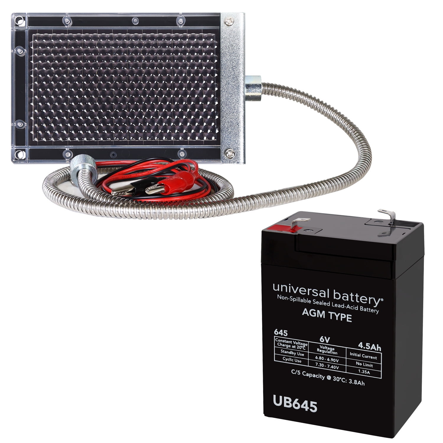 UB645 6V 4.5Ah SLA Battery Combo 6V Solar Panel Charger - Walmart.com