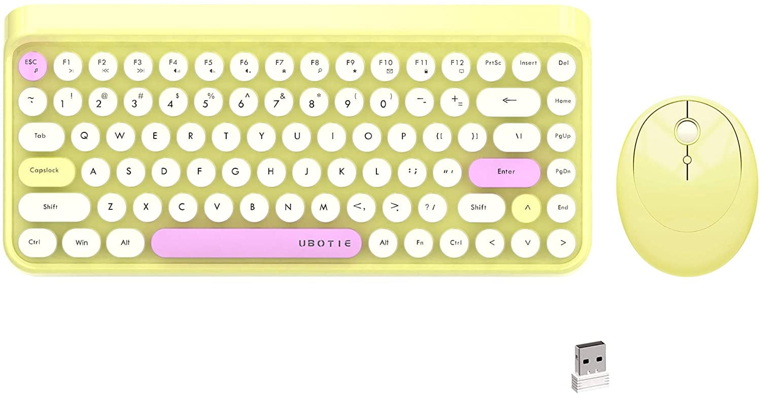 UBOTIE 84Keys Colorful Wireless Computer Keyboards and Mice Combos ...