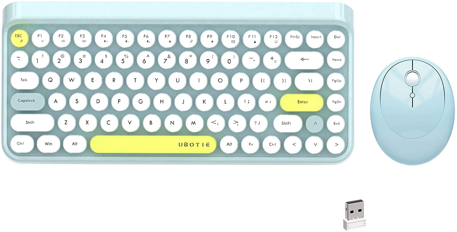 UBOTIE 84Keys Colorful Wireless Keyboards, Mini Compact Retro ...