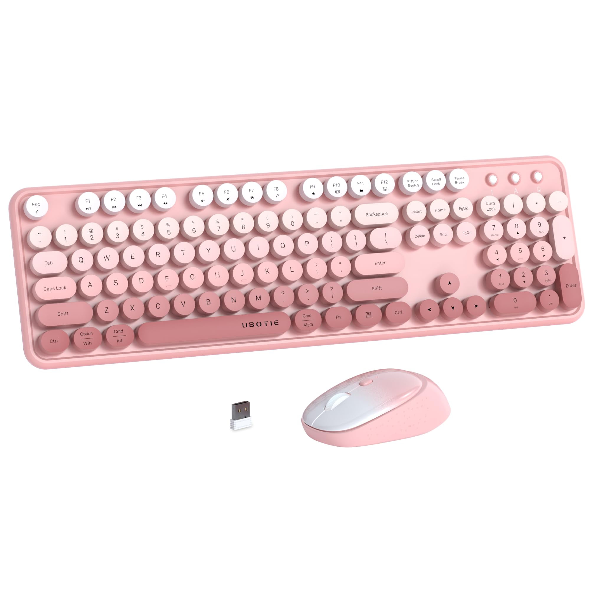 Ubotie Colorful Computer Wireless Keyboards Mouse Combos Typewriter Flexible Keys Office Full