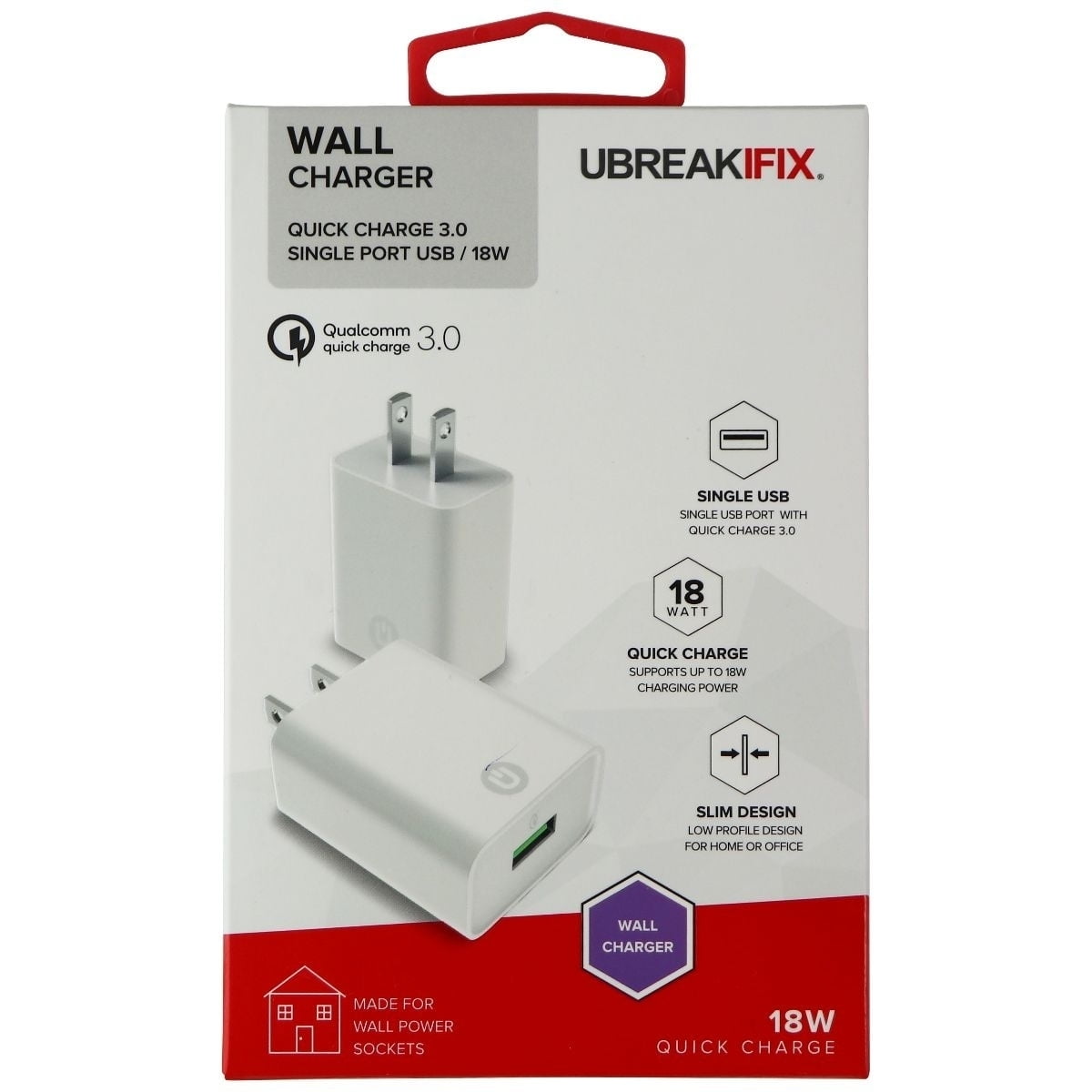 UBREAKIFIX 18W Quick Charge Wall Charger with 3.0 Single Port USB ...