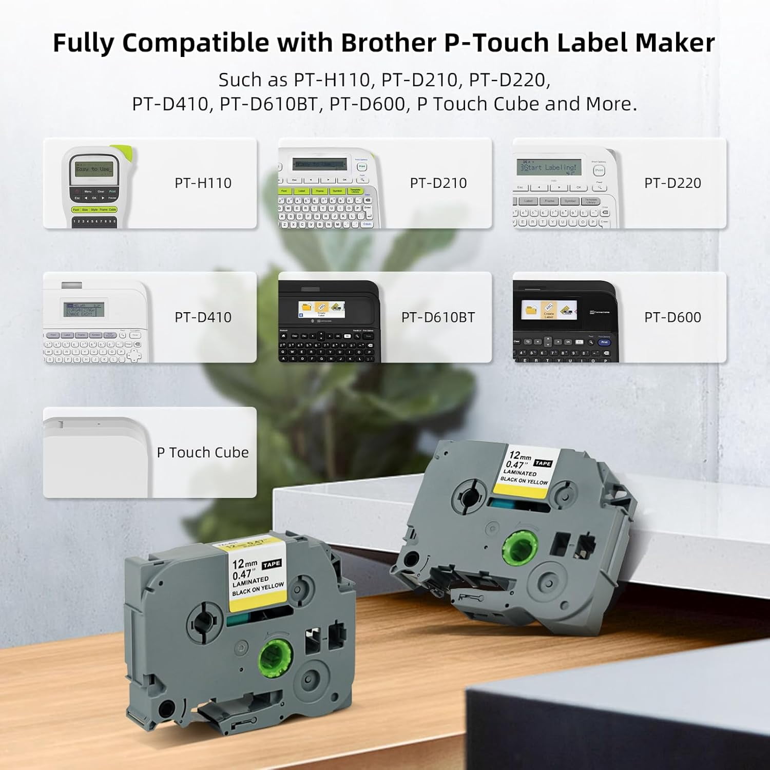 UBSWF-4 Packs Replacement Brother P-Touch Label Tape, Tze Tape 12mm 0. ...