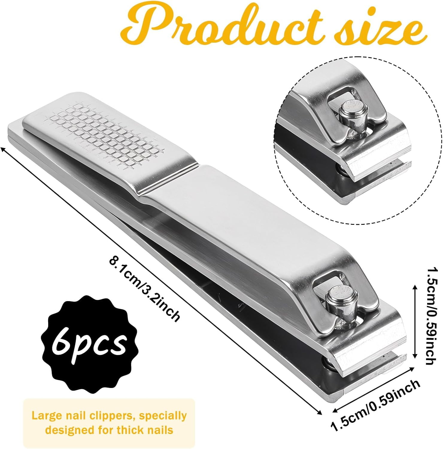 UBSWF-6 Pieces Straight Nail Clippers for Thick Nails Edge Toenails ...