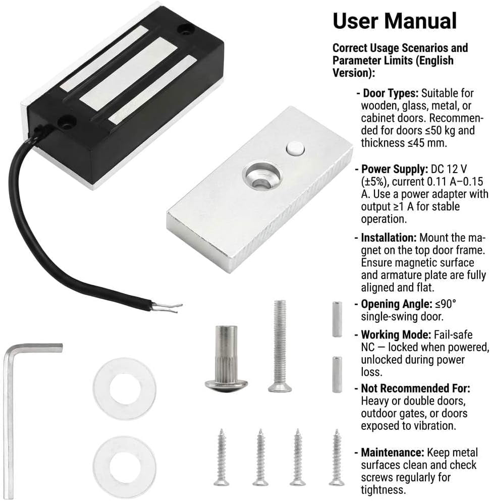 UBSWF-Electric Magnetic Lock, 60kg 130LBs Holding Force Electric ...