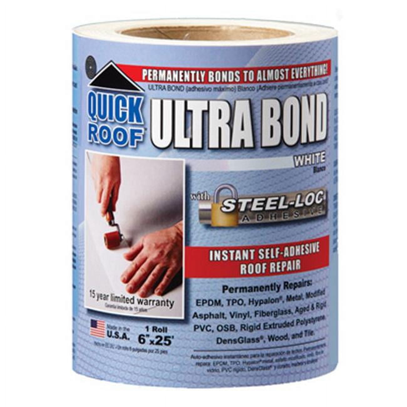 UBW625 6 in. x 25 ft. White Ultra Bond Instant Self-Adhesive Roof ...